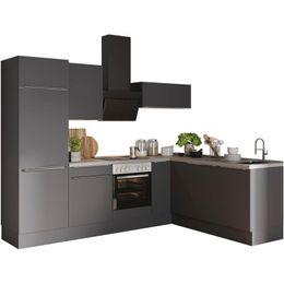 KOCHSTATION Winkelk&uuml;che &raquo;KS-Aken&laquo; wahlweise mit E-Ger&auml;ten und Stellvariante Sp&uuml;le links oder rechts grau B/H/T: 270cm x 212cm x 60cm, ohne E-Ger&auml;te, 