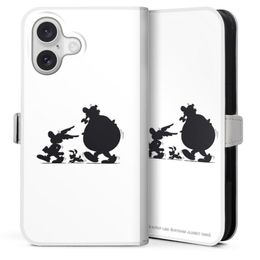 DeinDesign iPhone 16 Handy Klapph&uuml;lle Handyh&uuml;lle aus Kunst Leder wei&szlig; Flip Case Official Licensed Product Obelix Asterix Sideflip mit Lasche