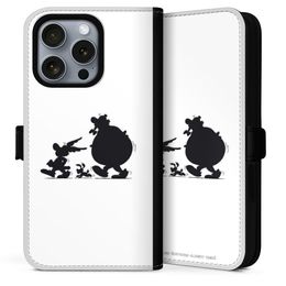 DeinDesign iPhone 16 Pro Max Handy Klapph&uuml;lle Handyh&uuml;lle aus Kunst Leder schwarz Flip Case Official Licensed Product Obelix Asterix Sideflip mit Lasche