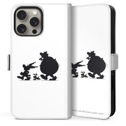 DeinDesign iPhone 16 Pro Handy Klapph&uuml;lle Handyh&uuml;lle aus Kunst Leder wei&szlig; Flip Case Official Licensed Product Obelix Asterix Sideflip mit Lasche