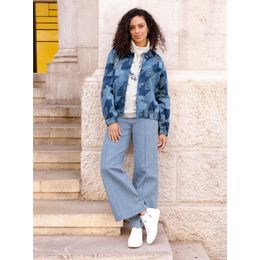 WITT Damen Jeansjacke in Patchwork-Optik, jeansblau-gemustert, Gr&ouml;&szlig;e 40