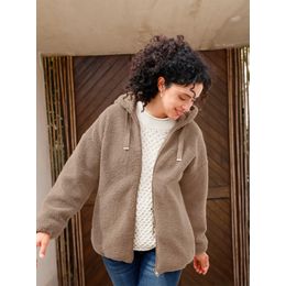 WITT Damen Teddyjacke mit weitenregulierbarer Kapuze, sesam, Gr&ouml;&szlig;e 38