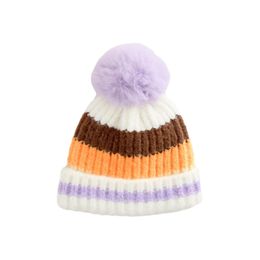 next M&uuml;tze Jungen Gr&ouml;&szlig;e 50 schoko / lavendel / mandarine / wei&szlig;