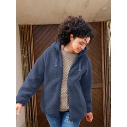 WITT Damen Teddyjacke mit weitenregulierbarer Kapuze, rauchblau, Gr&ouml;&szlig;e 42