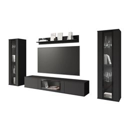 M&ouml;bel Kraft Wohnwand schwarz Ma&szlig;e (cm): B: 262 H: 141,9 &raquo; M&ouml;bel Kraft