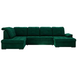 Wohnlandschaft mit Schlaffunktion Madrito gr&uuml;n Ma&szlig;e (cm): B: 323 H: 89 Sofas > Sofas nach Material > Stoffsofas &raquo; Sofa DE