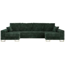 Wohnlandschaft mit Schlaffunktion Dorain gr&uuml;n Ma&szlig;e (cm): B: 312 H: 95 Sofas > Sofas nach Material > Stoffsofas &raquo; Sofa DE