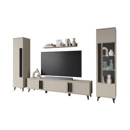 M&ouml;bel Kraft Wohnwand beige Ma&szlig;e (cm): B: 260 H: 159,5 &raquo; M&ouml;bel Kraft