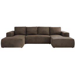 Wohnlandschaft mit Schlaffunktion Trentino braun Ma&szlig;e (cm): B: 334 H: 91 Sofas > Sofas nach Material > Stoffsofas &raquo; Sofa DE