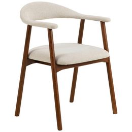 Mid.you Armlehnstuhl, Beige, Walnuss, Holz, Textil, Eiche, massiv, rund, 56x75.5x54 cm, FSC Mix, Esszimmer, St&uuml;hle, Esszimmerst&uuml;hle, Armlehnenst&uuml;hle
