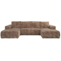 Wohnlandschaft mit Schlaffunktion Trentino braun Ma&szlig;e (cm): B: 334 H: 91 Sofas > Sofas nach Material > Stoffsofas &raquo; Sofa DE