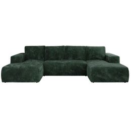 Wohnlandschaft mit Schlaffunktion Trentino gr&uuml;n Ma&szlig;e (cm): B: 334 H: 91 Sofas > Sofas nach Material > Stoffsofas &raquo; Sofa DE