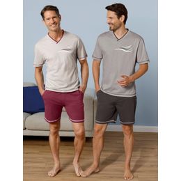 w&auml;schepur men Herren Shortys mit platziertem Print, steingrau-graphit-bedruckt + hellgrau-bordeaux-bedruckt, Gr&ouml;&szlig;e 44/46