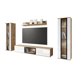 M&ouml;bel Kraft Wohnwand holzfarben Ma&szlig;e (cm): B: 262 H: 141,9 &raquo; M&ouml;bel Kraft