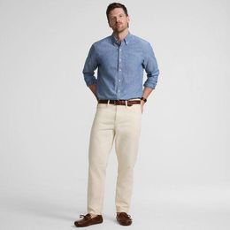 LANDS' END Soft Comfort Straight Fit Jeans im Leinenmix, Herren, size: regular, Elfenbein, Baumwolle/Leinen/Baumwoll-Mischung, by Lands' End