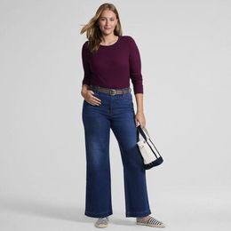 LANDS' END Langarmshirt aus mikrofeinem Baumwollripp f&uuml;r Damen in Plus-Gr&ouml;&szlig;e, Damen, size: plus, Lila, Baumwolle/Elasthan, by Lands' End