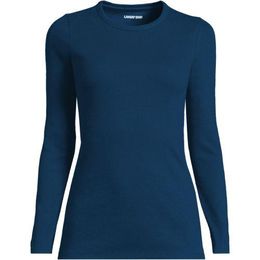 LANDS' END Langarmshirt aus mikrofeinem Baumwollripp f&uuml;r Damen in Plus-Gr&ouml;&szlig;e, Damen, size: plus, Blau, Baumwolle/Elasthan, by Lands' End