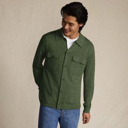 LANDS' END Jersey-Sweaterjacke mit Brusttaschen f&uuml;r Herren, Herren, size: regular, Gr&uuml;n, Wolle/Polyester/Polyacryl, by Lands' End