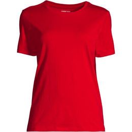 LANDS' END Supima Kurzarm-Shirt mit rundem Ausschnitt f&uuml;r Damen in Petite-Gr&ouml;&szlig;e, Damen, size: petite, Rot, Baumwolle, by Lands' End