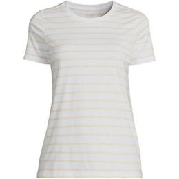 LANDS' END Supima Kurzarm-Shirt mit rundem Ausschnitt f&uuml;r Damen, Damen, size: regular, Beige, Baumwolle, by Lands' End