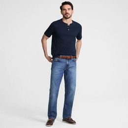 LANDS' END Kurzarm-Super-T Henleyshirt f&uuml;r Herren, Herren, size: regular, Blau, Baumwolle, by Lands' End