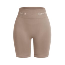 Smilodox Scrunch Shorts Azura Highwaist Damen Gr&ouml;&szlig;e L hellbraun / wei&szlig;