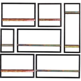 Pharao24.de Shabby Wandregale Wandboards aus Metall und Recyclingholz (siebenteilig)