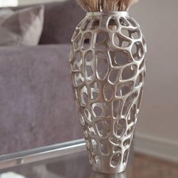 Pharao24.de Dekovase Design Vase in Silberfarben aus Metall