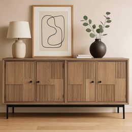 Pharao24.de Sideboard Holzkommode 160 cm breit mit 4 T&uuml;ren