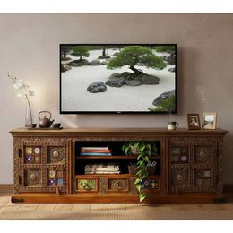 Pharao24.de TV Sideboard Fernsehschrank aus Massivholz handbemalt