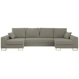 M&ouml;bel Kraft Wohnlandschaft mit Schlaffunktion Dorain grau Ma&szlig;e (cm): B: 312 H: 95 &raquo; M&ouml;bel Kraft