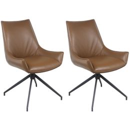 Esszimmerstuhl Home Affaire, B:58cm H:91cm T:63cm, braun, Leder, St&uuml;hle, "Firenze", 2er Set