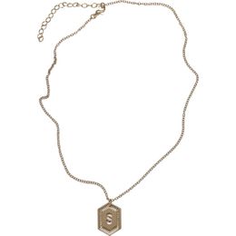 Urban Classics Damen Edelstahlkette "Urban Classics Unisex Letter Basic Necklace", onesize, Eisen, gold, Eisen, Halsketten