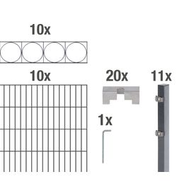Alberts Doppelstabmattenzaun "mit verschiedenen Dekorelementen", H/L: 140cm x 20m, grau, Zaunelemente, anthrazit, H&ouml;he: 100-160cm, Gesamtl&auml;nge: