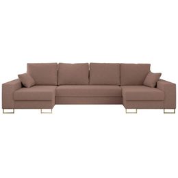 M&ouml;bel Kraft Wohnlandschaft mit Schlaffunktion Dorain rosa/pink Ma&szlig;e (cm): B: 312 H: 95 &raquo; M&ouml;bel Kraft