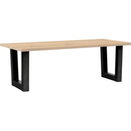 Esstisch OMG DESIGN, B:160cm H:77cm T:90cmfresh oak, schwarz, fresh oak, Tische, "Formula", Hochwertige Melamin-Tischplatte mit Metallgestell