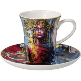 Tasse Goebel, B:12cm H:7cm, bunt, Porzellan, Trinkgef&auml;&szlig;e, "Espressotasse Lana Frey -Freya"