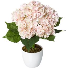 Kunstpflanze Creativ green, H:50cm, rosa, Obermaterial: 70% Polyester, 30% Kunststoff, Badezimmer, Kunstpflanzen, "Hortensie", im Keramiktopf