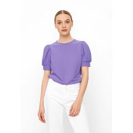 V&eacute;ro Moda VERO MODA Damen T-Shirt "VMKERRY 2/4 O-NECK TOP VMA JRS NOOS", lila, Gr. M, unifarben, Jersey, Obermaterial: 100% Baumwolle, Shirts, mit