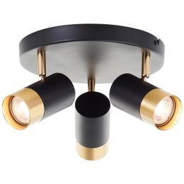 Brilliant Deckenstrahler "Vigolo", 3, H: 15cm, 1 Stk., schwarz, Wohnzimmer, Leuchten, GU10, 350lm, 3000K, dimmbar, schwarz gold