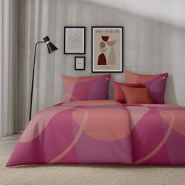 Bettw&auml;sche Apelt, rosa, Satin (Bio-Baumwolle), Bezug: 100% Baumwolle, Bettw&auml;sche, "Graphics", Bettw&auml;sche-Set mit Rei&szlig;verschluss, Baumwoll-Satin,