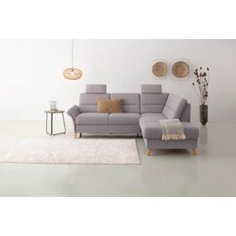 Ecksofa OTTO HOME, B:238cm H:90cm T:213cm, silber, 100% Polyester, Wohnzimmer, Sofas, "Westerland L-Form", Federkern-Polsterung, wahlweise mit