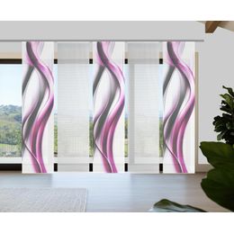 Schiebegardine Vision S, B:60cm H:260cm, rosa, Polyester, Wohnzimmer, Gardinen, "CARA", Schiebevorhang,Bambusoptik,Digitaldruck,SET