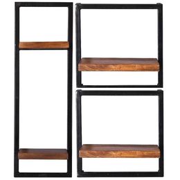 Pharao24.de Wandboard Set Wohnzimmerregale im Industry und Loft Stil 75 cm hoch (dreiteilig)