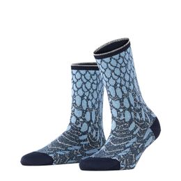 Falke Damen Socken "Owl Rhapsody", Gr. 39, blau, Obermaterial: 75% Baumwolle CO. 21% Polyamid PA. 3% Polyester PES. 1% Elasthan EL., gl&auml;nzend, Socken