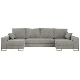 M&ouml;bel Kraft Wohnlandschaft mit Schlaffunktion Dorain silber Ma&szlig;e (cm): B: 312 H: 95 &raquo; M&ouml;bel Kraft
