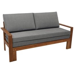 Pharao24.de Garten Sitzsofa Sofa in Grau und Akaziefarben