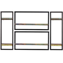 Pharao24.de Regal Set Wandregal Set in Bunt und Schwarz (vierteilig)