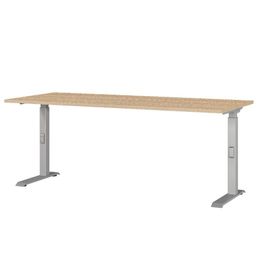 Pharao24.de B&uuml;roschreibtisch Steh-Sitz-Schreibtisch in Silberfarben und Eichefarben