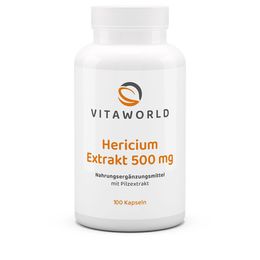 vitaworld Hericium Extrakt 500 mg | 100 Kapseln | 150 mg Polysaccharide | Vitalpilz Igelstachelbart | vegan